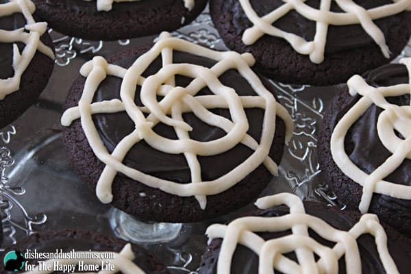 Try these Halloween Cookies! Chocolate Spider Web Cookies