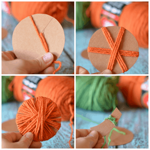 Fall Home Decor Yarn Wrapped Pumpkins